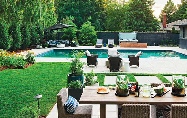Natural beauty, botanical inspired backyard living space | Reno + Decor